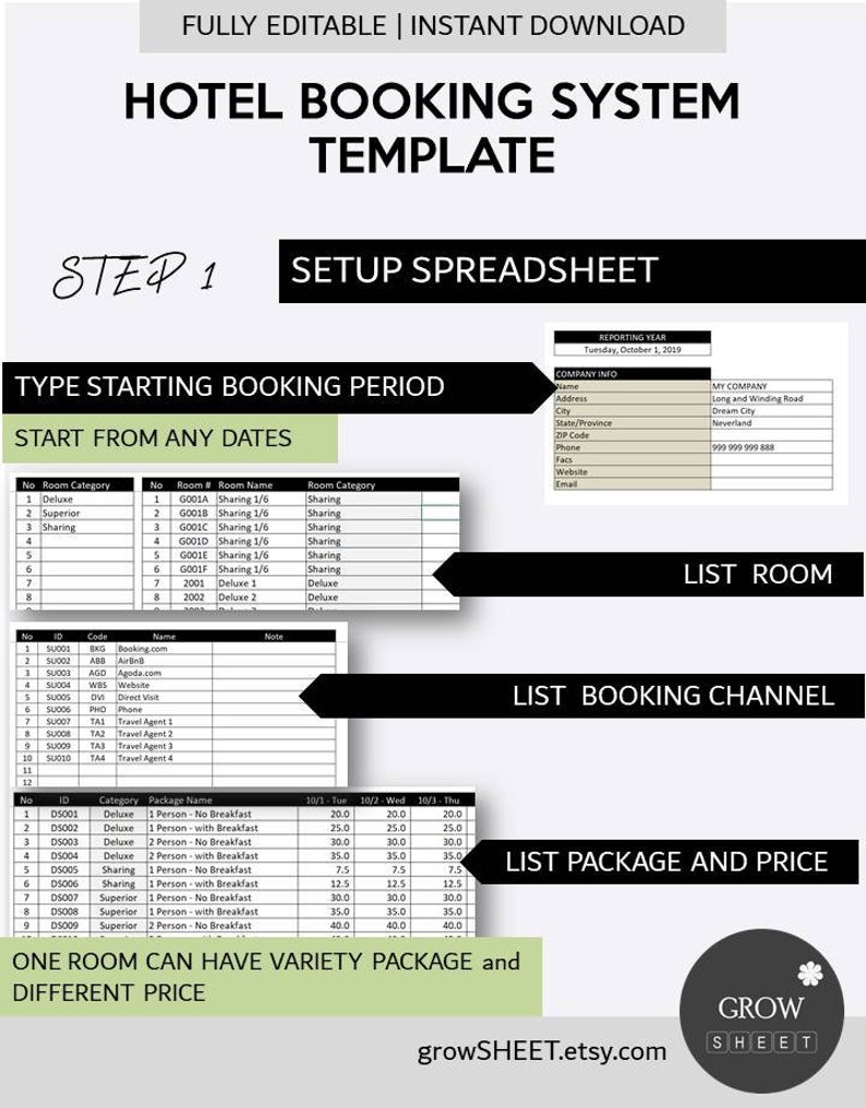 Hotel Booking System Template | Hotel Reservation Spreadsheet Excel ...