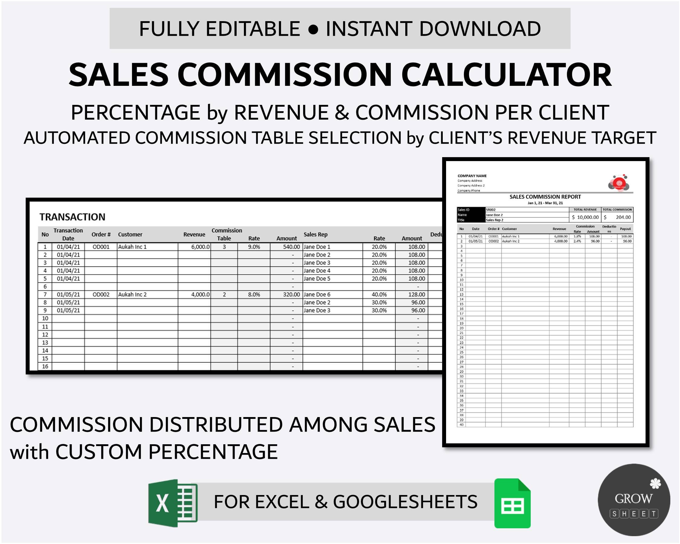 Sales Commission Calculator | Group Commission by Client's Revenue ...
