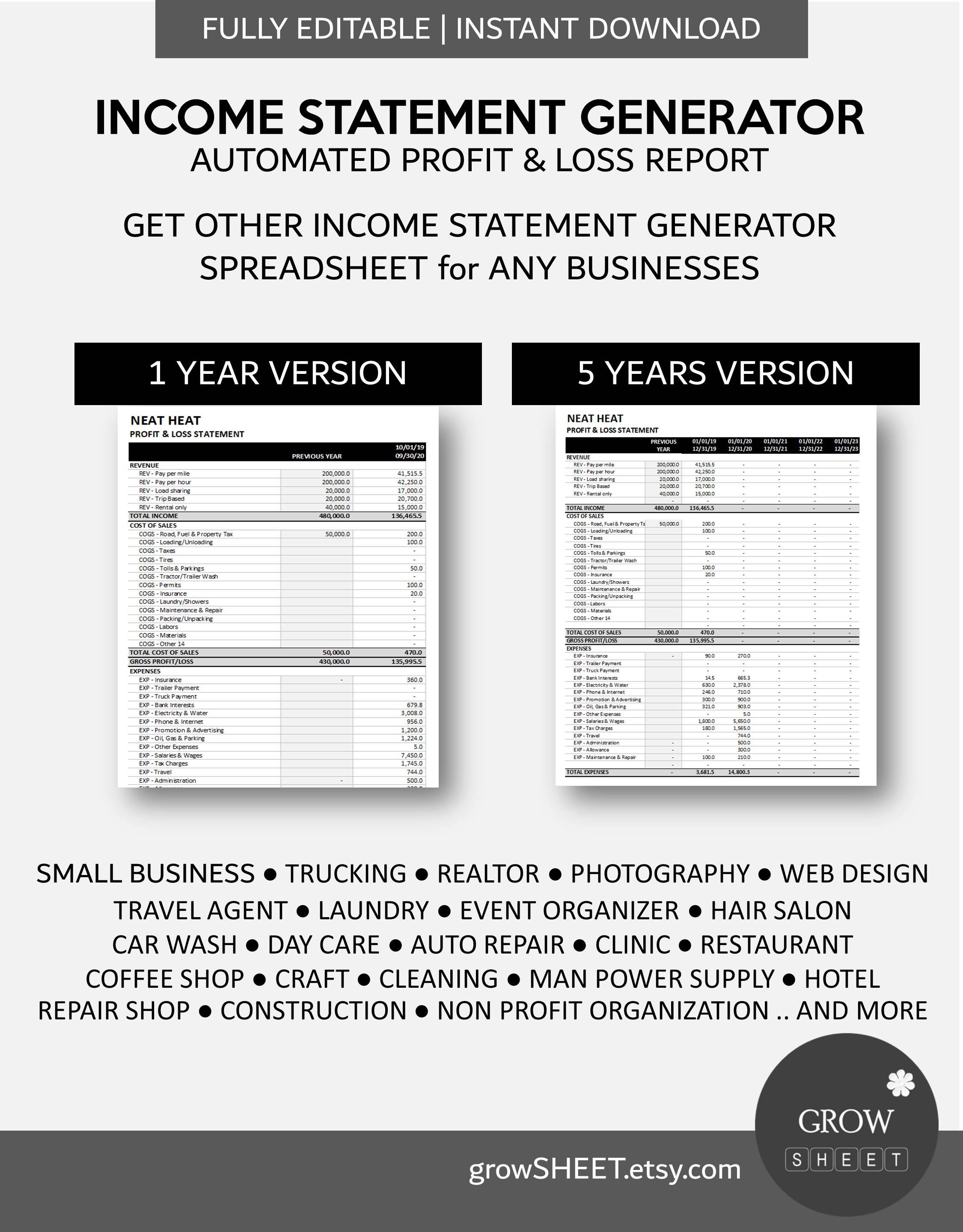 Beauty Salon Business Income Statement Generator Automated Profit ...