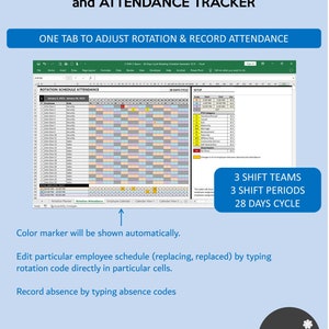 Work Rotating Generator Template and Attendance Tracker | Automated ...