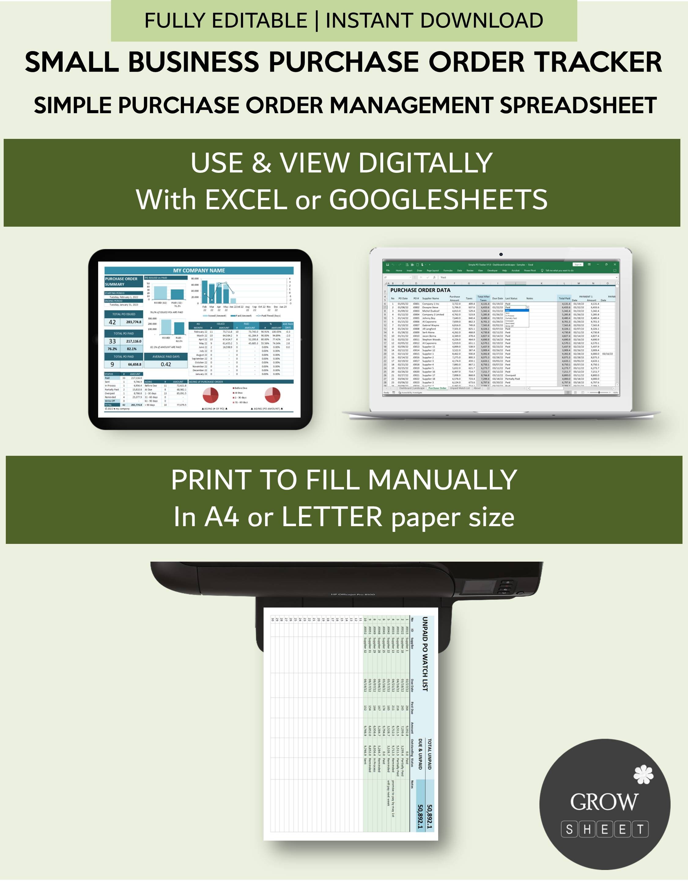 Purchase Order Tracker Spreadsheet Simple Small Business Purchase 0921