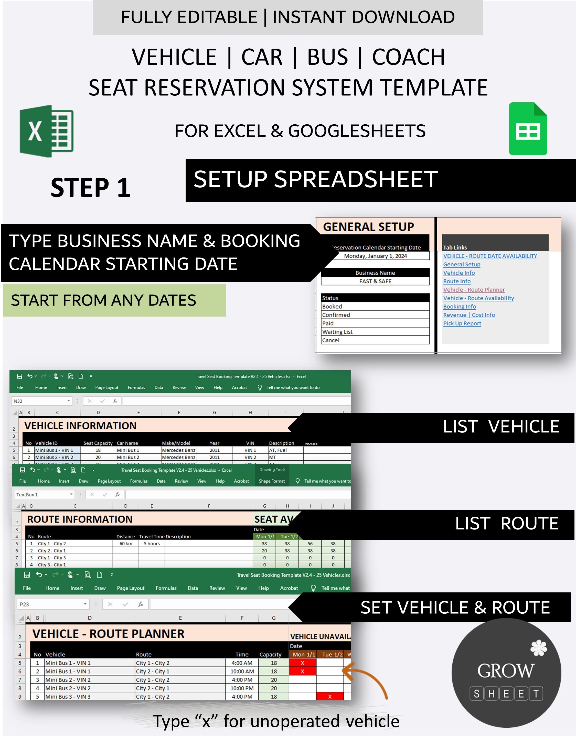Car Seat Booking System Template | Vehicle Seat Reservation Spreadsheet ...