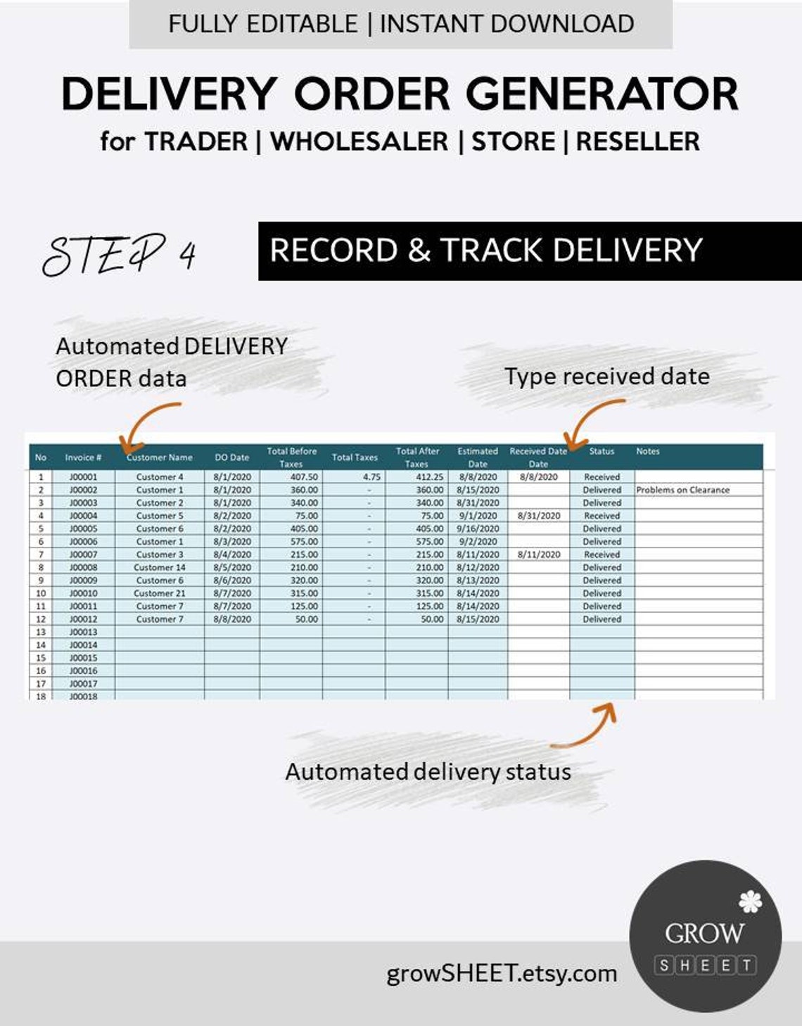 Delivery Order Generator for Small Business Delivery Receipt - Etsy
