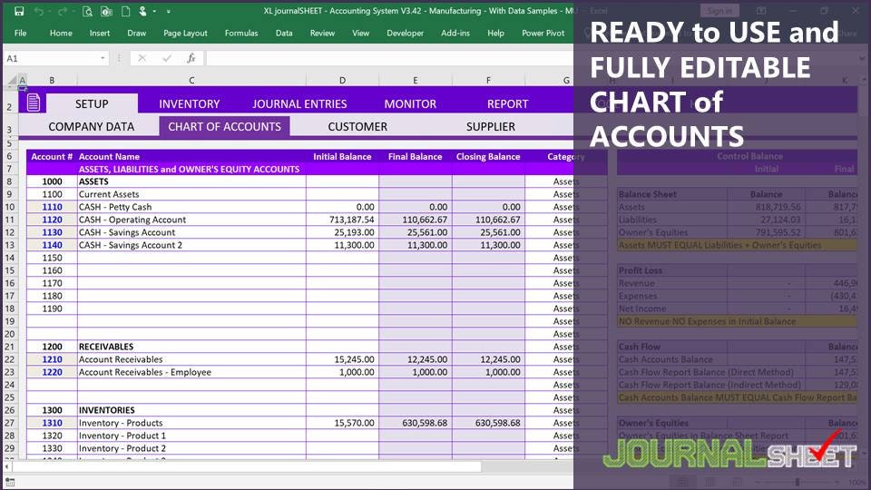 Excel Accounting Template for Manufacturing Business | Accounting ...