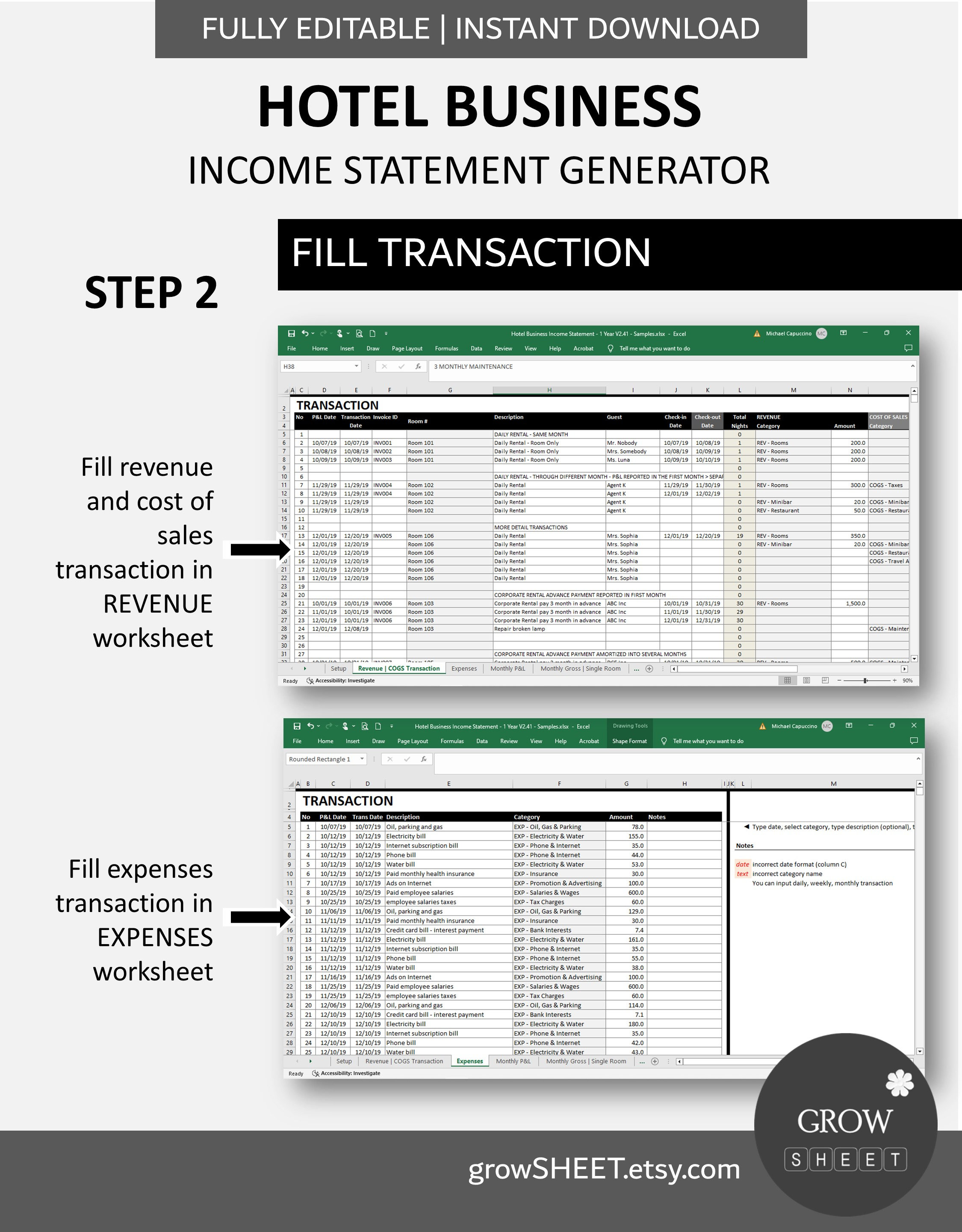 Hotel Business Income Statement Generator | Automated Profit & Loss ...
