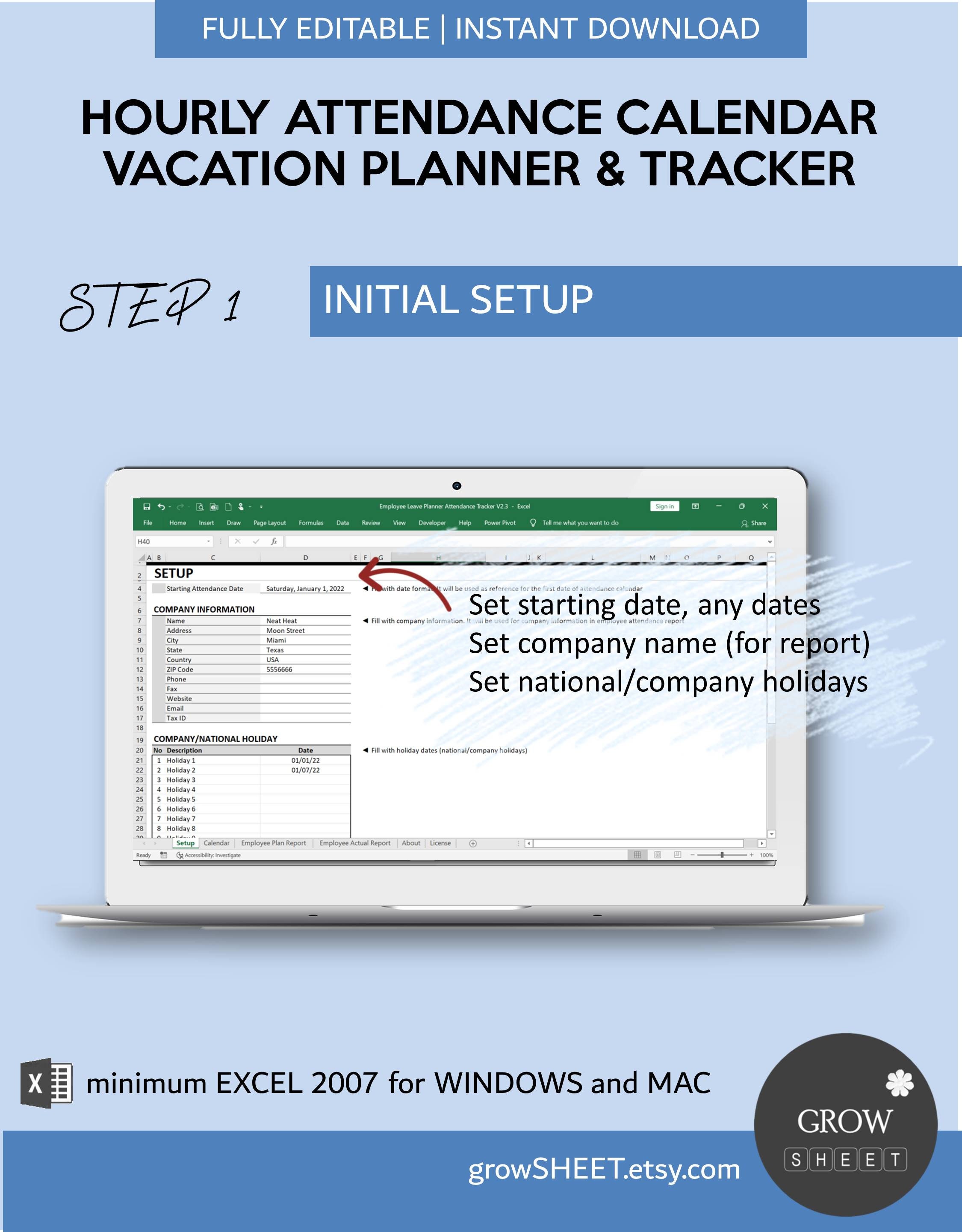 Hourly Employee Attendance Calendar 2024 2025 2026 and Beyond Vacation ...
