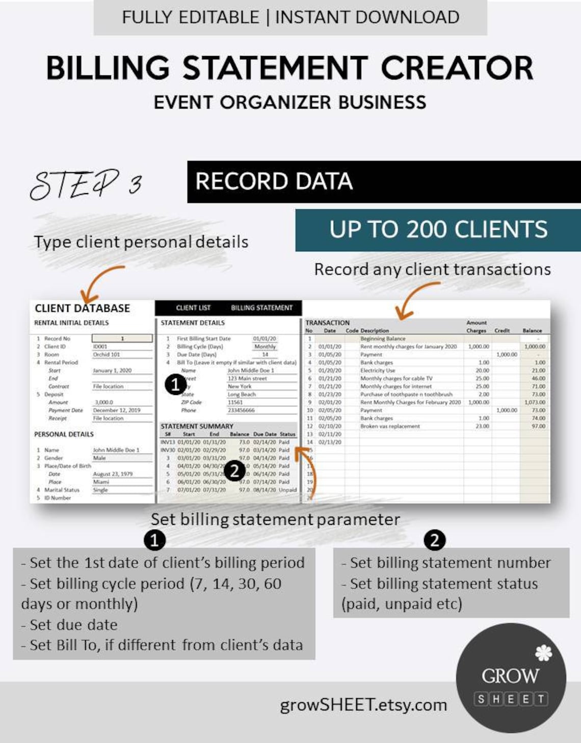 Billing Statement Creator for Wedding Organizer Event - Etsy