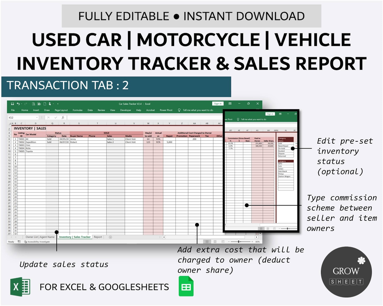Used Car Inventory and Sales Tracker | Vehicle Listing Management | Simple Inventory Database ...