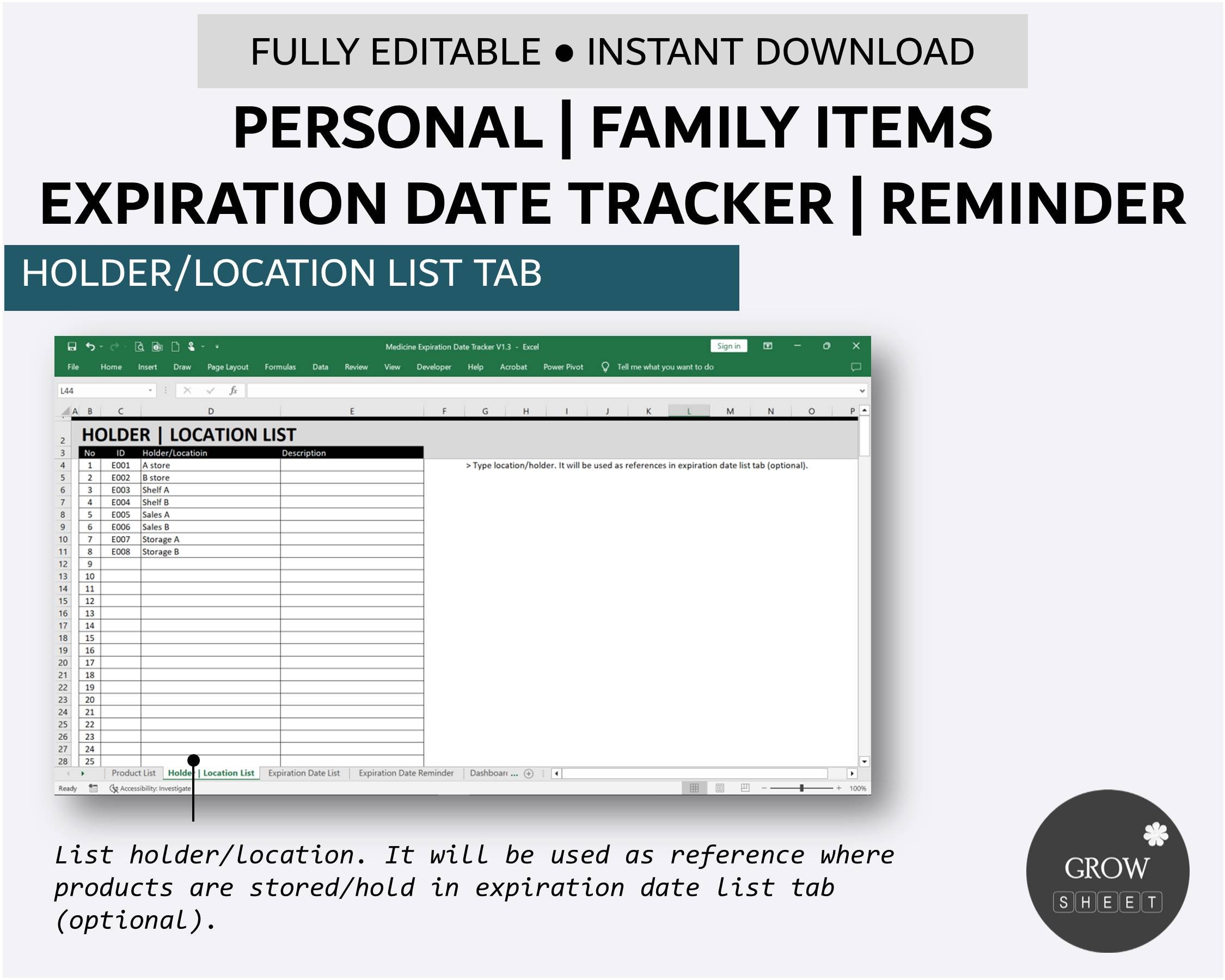 Personal Item Expiry Date Tracker Simple Family Consumption Item ...