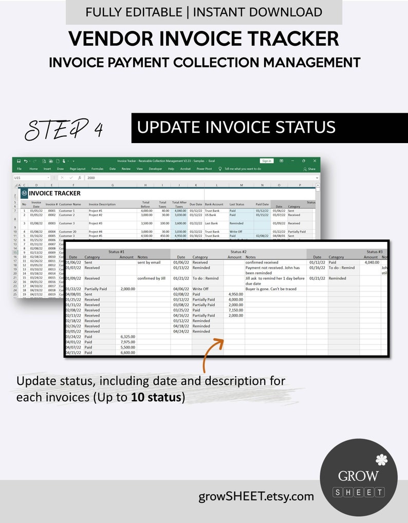 Vendor Invoice Payment Tracker and Collection Management Spreadsheet ...