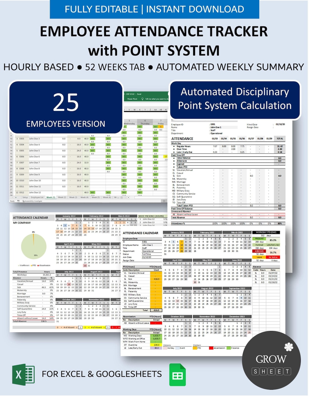 Employee Attendance Tracker With Point System | Automated Disciplinary ...