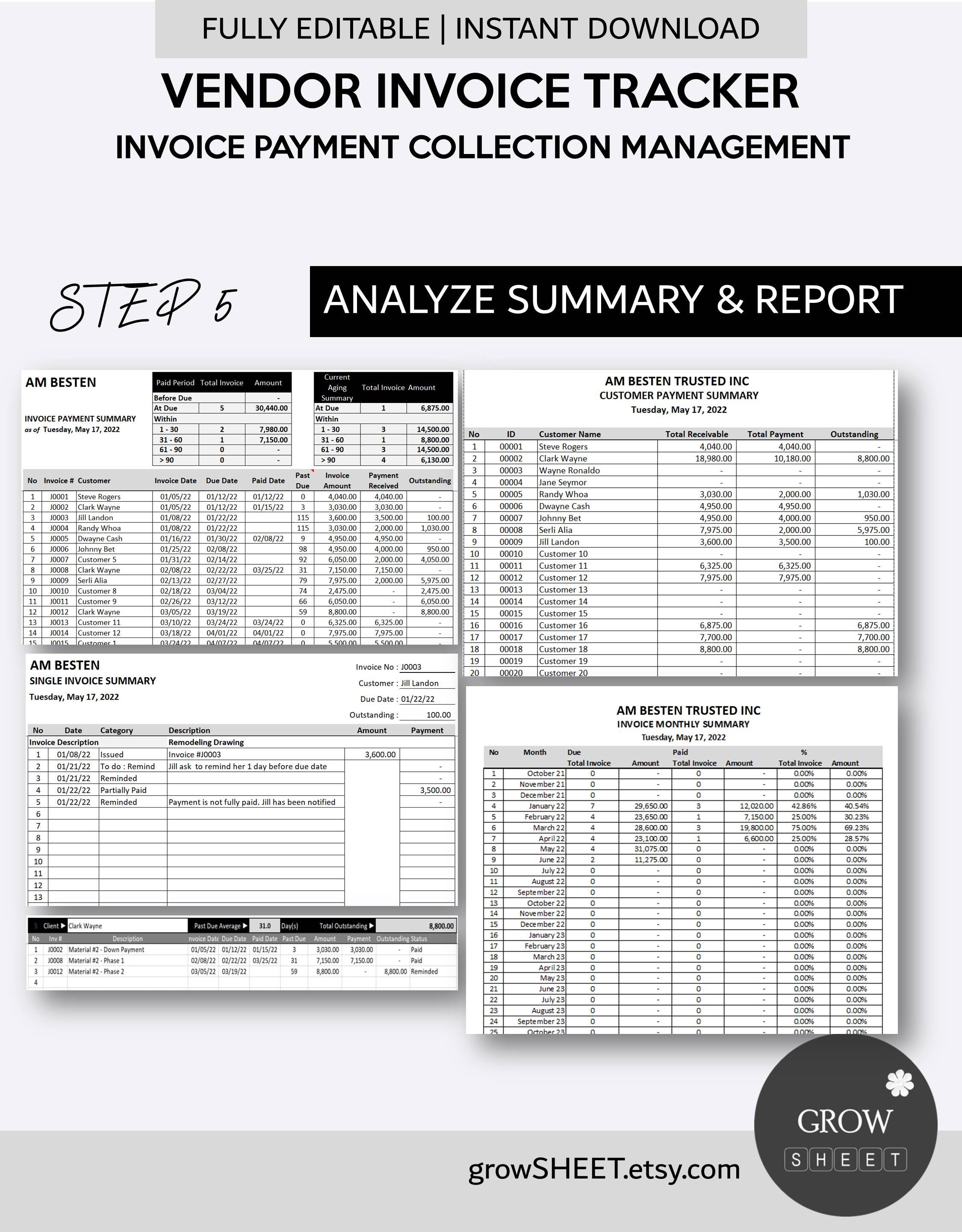 Vendor Invoice Payment Tracker and Collection Management Spreadsheet ...