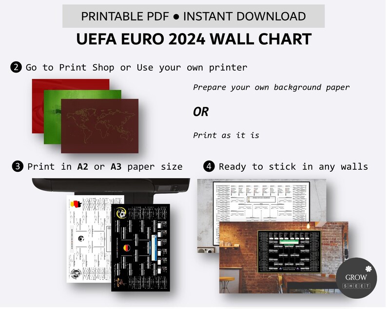 Printable Euro 2024 Wall Chart Minimalist Print to Your Own Paper ...