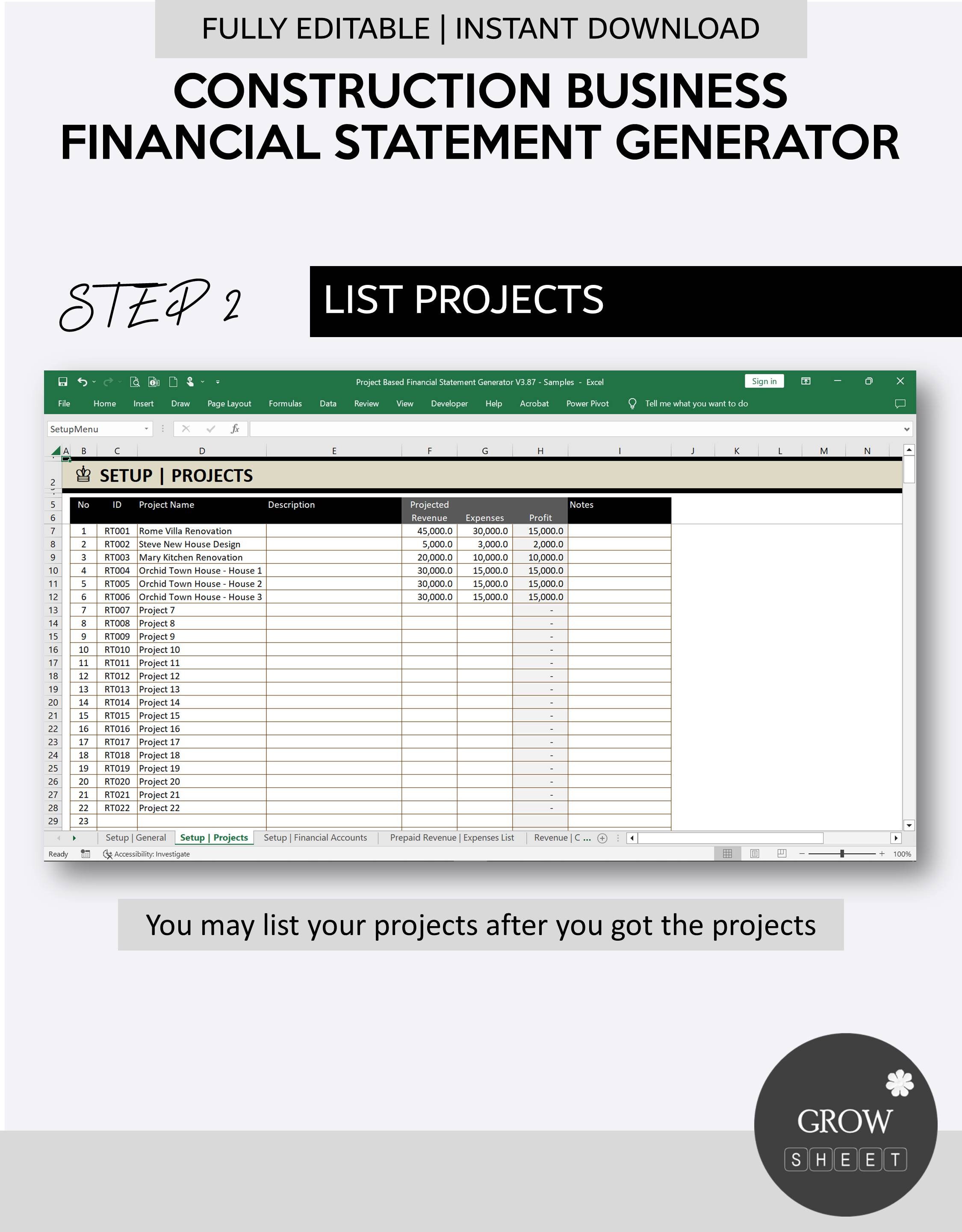 Construction Project Financial Statement Generator | Automated Income ...