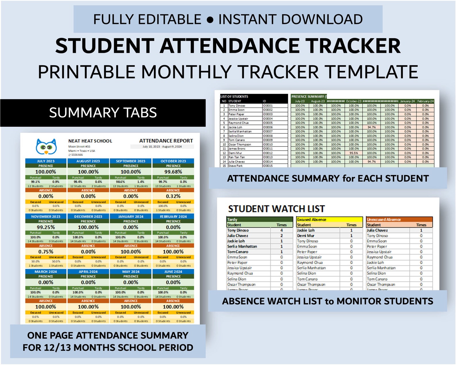 Student Attendance Tracker | Daily Attendance Record | Start From Any ...