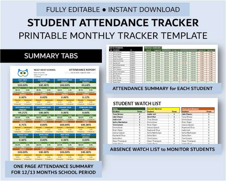 Student Attendance Tracker | Daily Attendance Record | Start From Any ...
