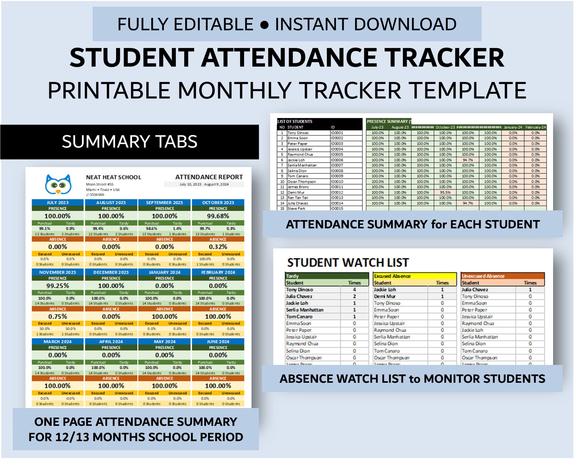 Student Attendance Tracker | Daily Attendance Record | Start From Any ...