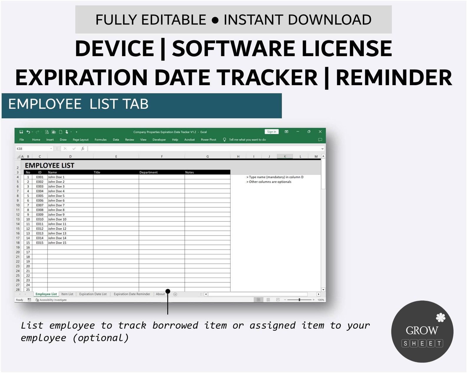 Employee Software License Expiry Date Tracker | Simple Inventory ...