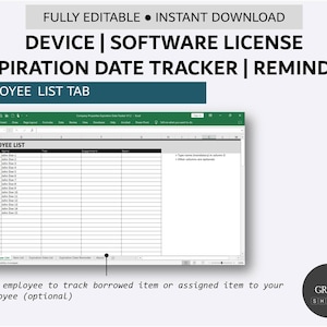 Employee Software License Expiry Date Tracker | Simple Inventory ...