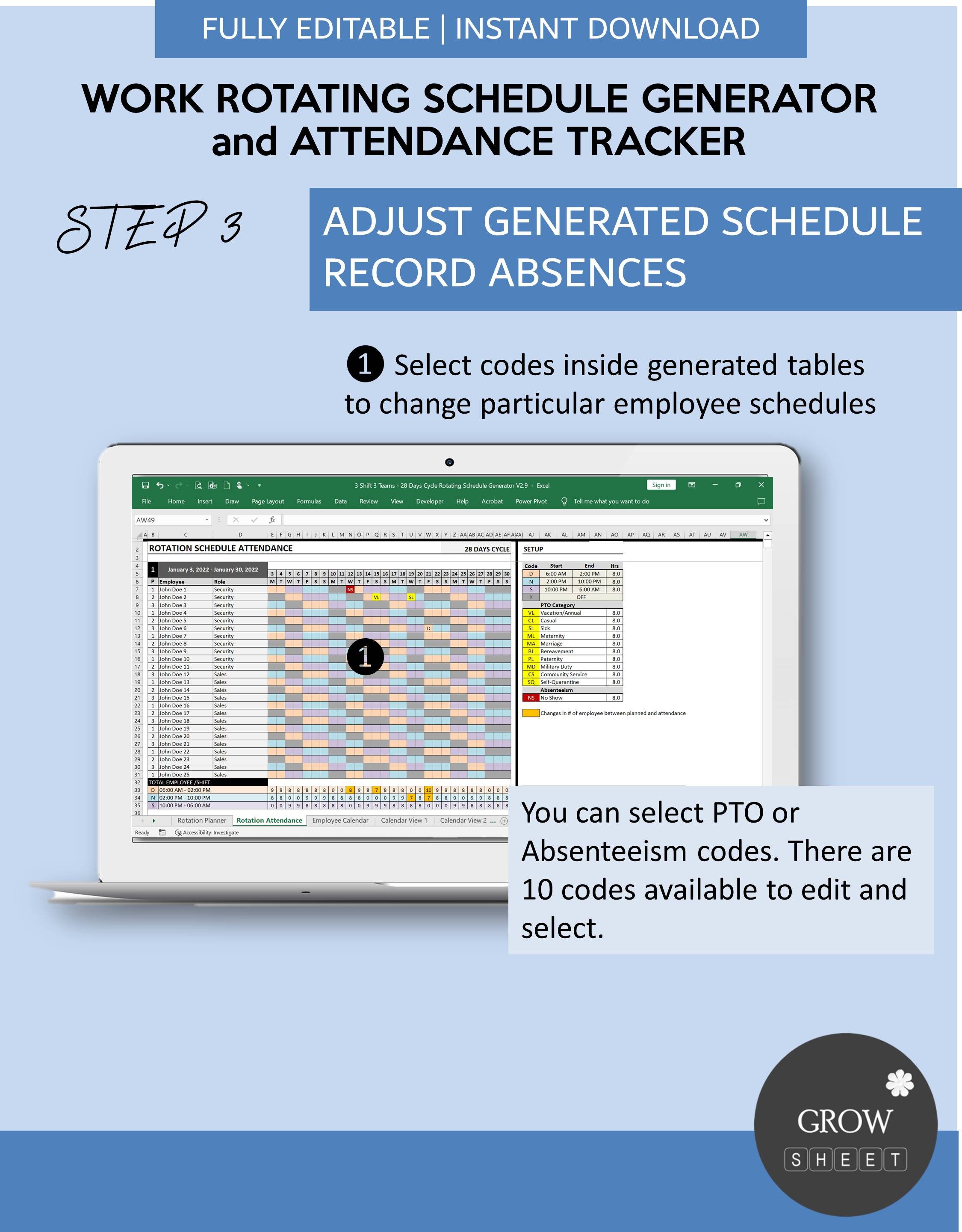 Work Rotating Generator Template and Attendance Tracker - Etsy