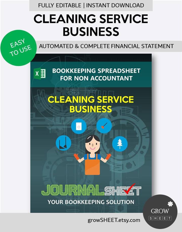 Cleaning Service Business Bookkeeping Spreadsheet for Non Accountant ...