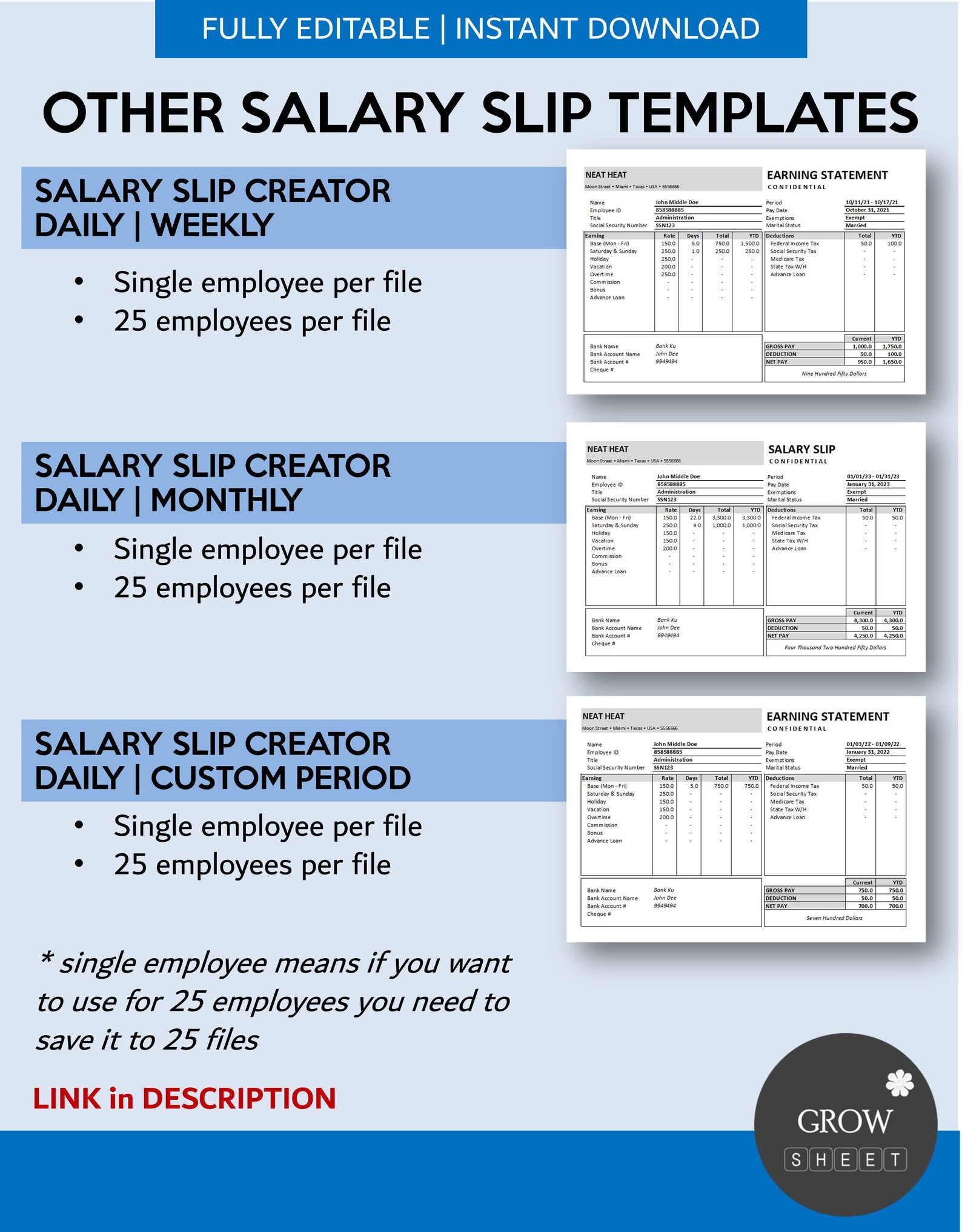 Salary Slip Generator | Pay Slip Creator With Daily Employee Database ...