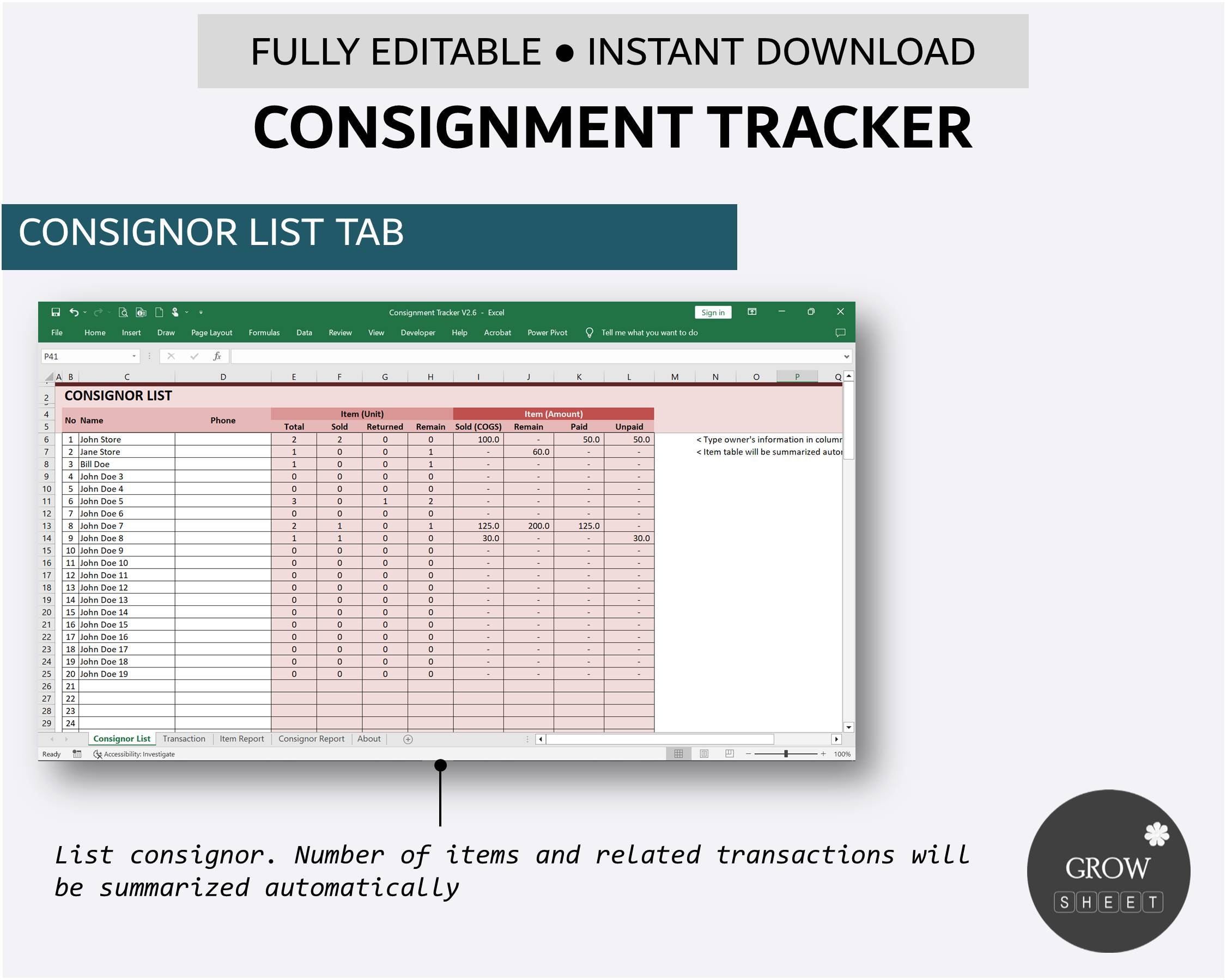 Consignment Tracker | Simple Store Inventory Database | Etsy ...