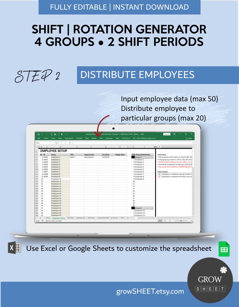 Shift Schedule Generator Hourly Employee Work Rotation Etsy