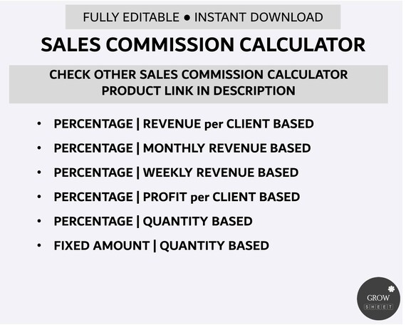 Sales Commission Calculator Automated Tiered Commission Calculator Revenue Based Commission Spreadsheet for Excel and Googlesheets Etsy Canada