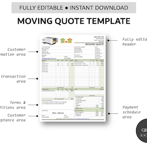 Printable Moving Quote Template for Excel and Google Sheets | Home ...