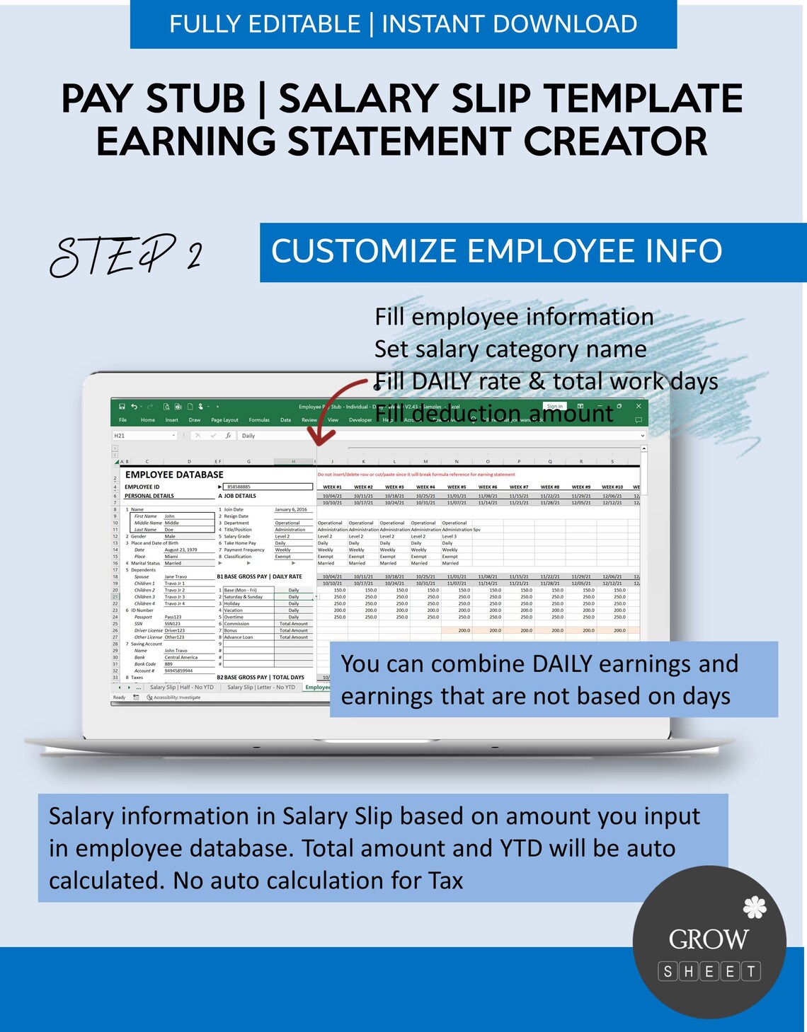 Salary Slip Generator Pay Slip Creator With Daily Employee Database ...