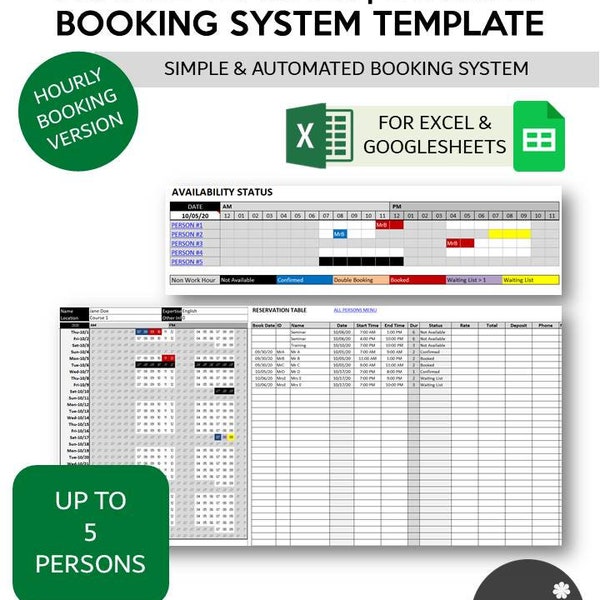 Booking Calendar Excel - Etsy