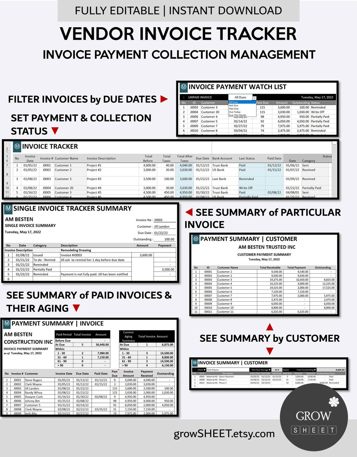 Vendor Invoice Payment Tracker and Collection Management Spreadsheet ...