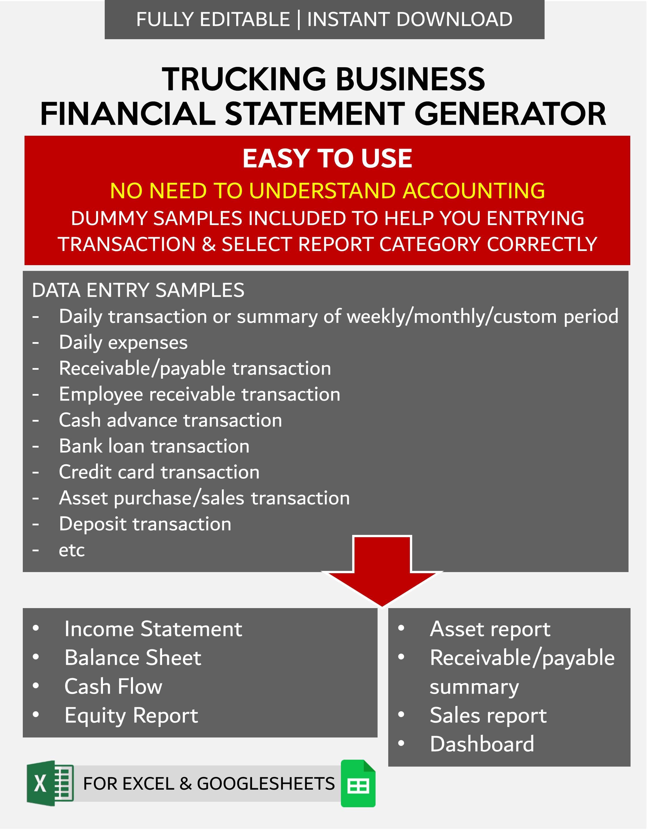 Trucking Business Financial Statement Generator | Automated Profit ...