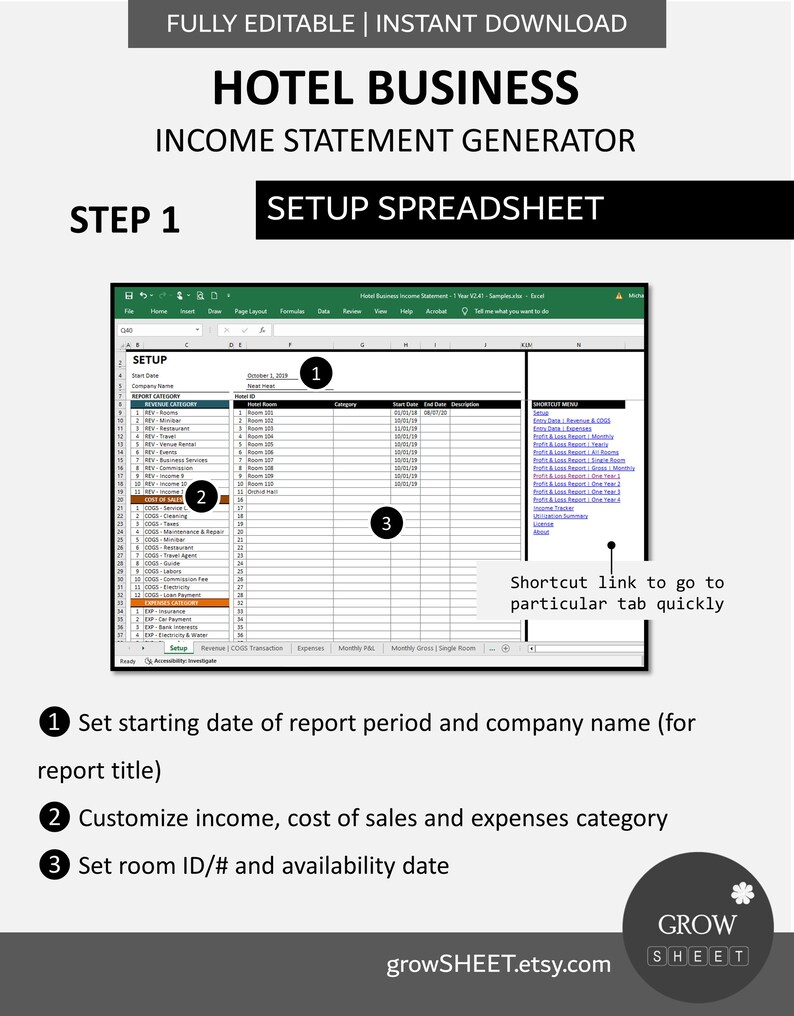 Hotel Business Income Statement Generator | Automated Profit & Loss ...