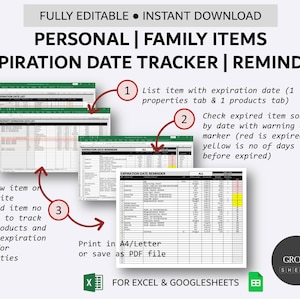 Personal Item Expiry Date Tracker | Simple Family Consumption Item ...