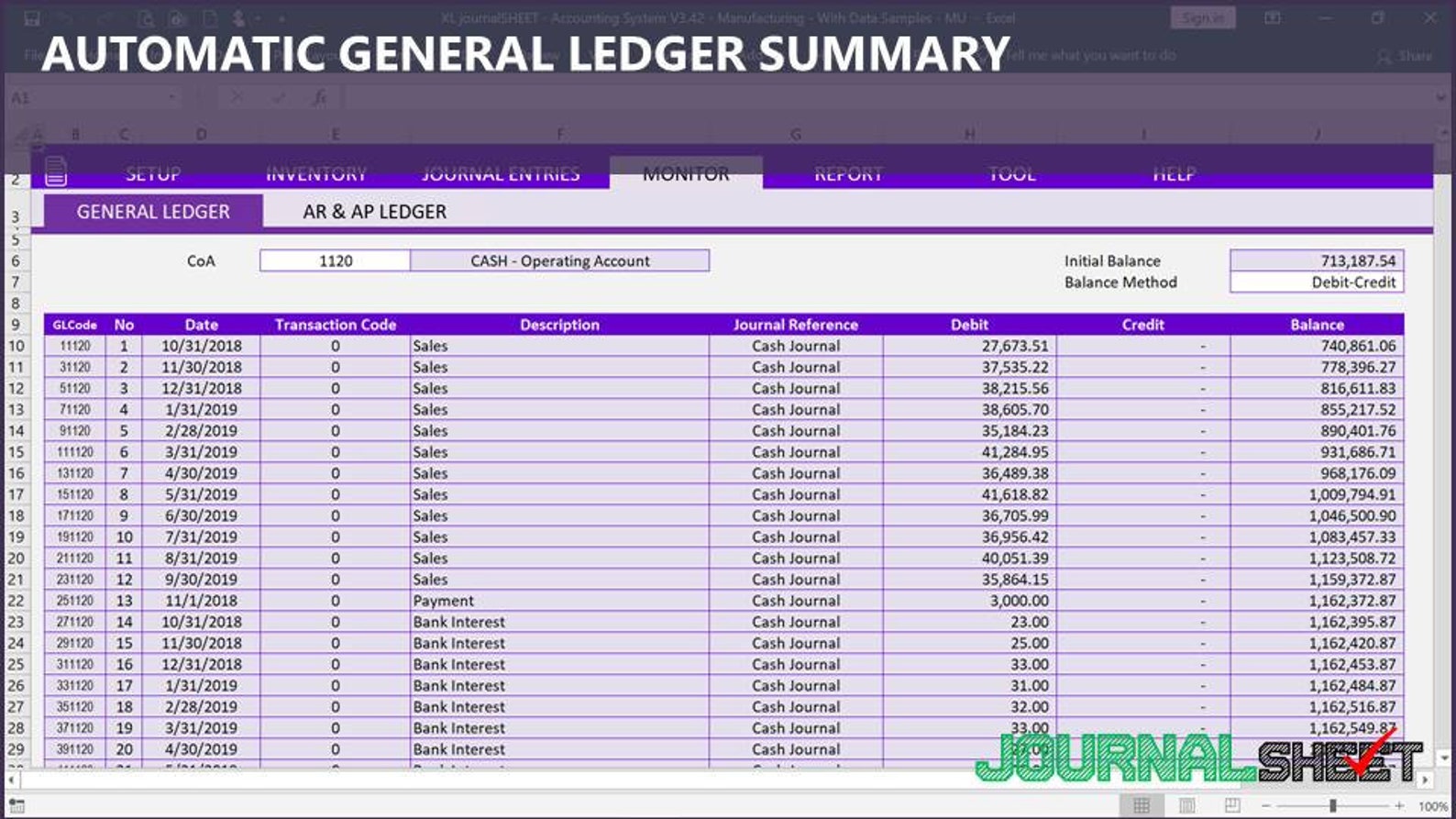 Excel Accounting Template for Manufacturing Business | Accounting ...