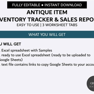 Antique Item Sale Inventory and Sales Tracker | Sales Item Listing ...