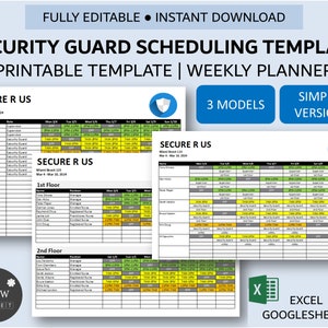Security Guard Scheduling Template | Multi Roles-location-shift Period ...