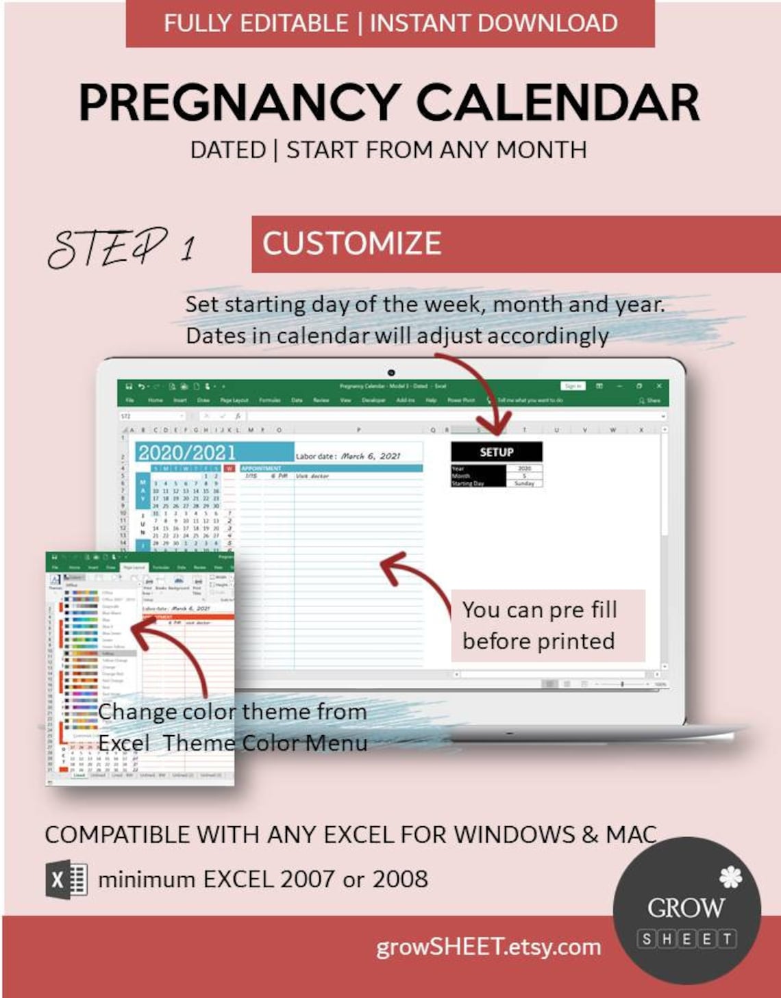 Pregnancy Tracker Template Pregnancy Week by Week Spreadsheet Set to ...