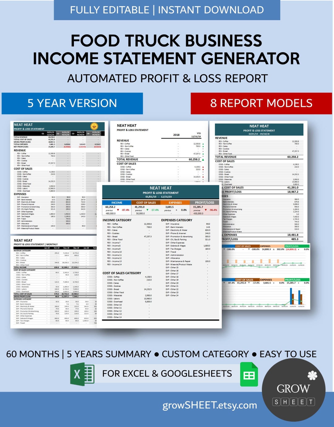 Food Truck Business Income Statement Generator | Automated Profit ...