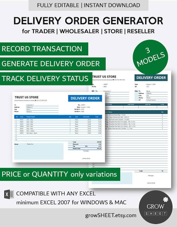 Delivery Order Generator for Small Business Delivery Receipt | Etsy