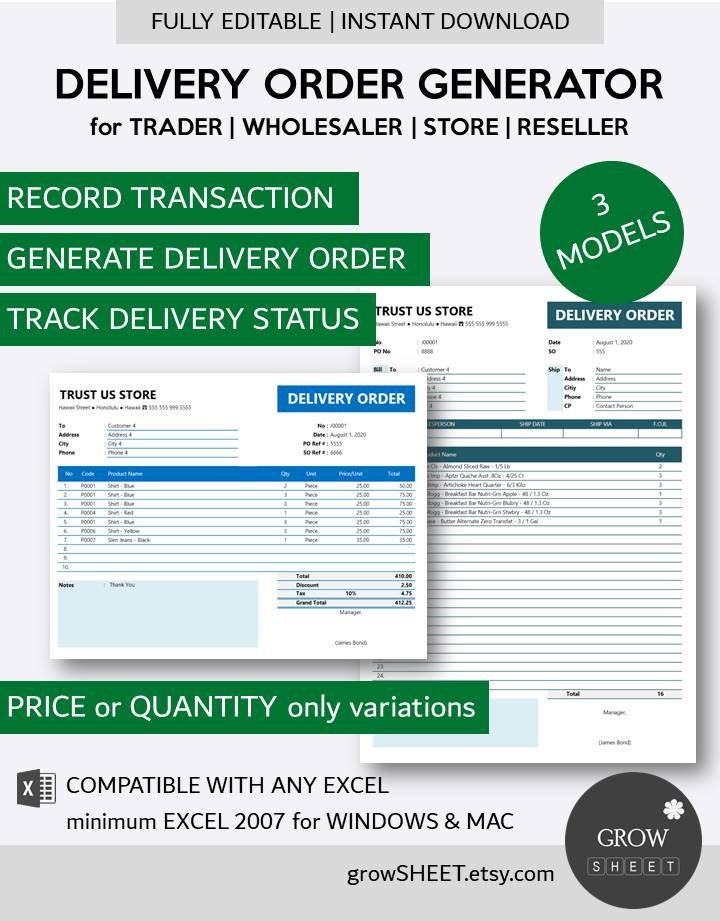 Delivery Order Generator for Small Business | Delivery Receipt Template ...