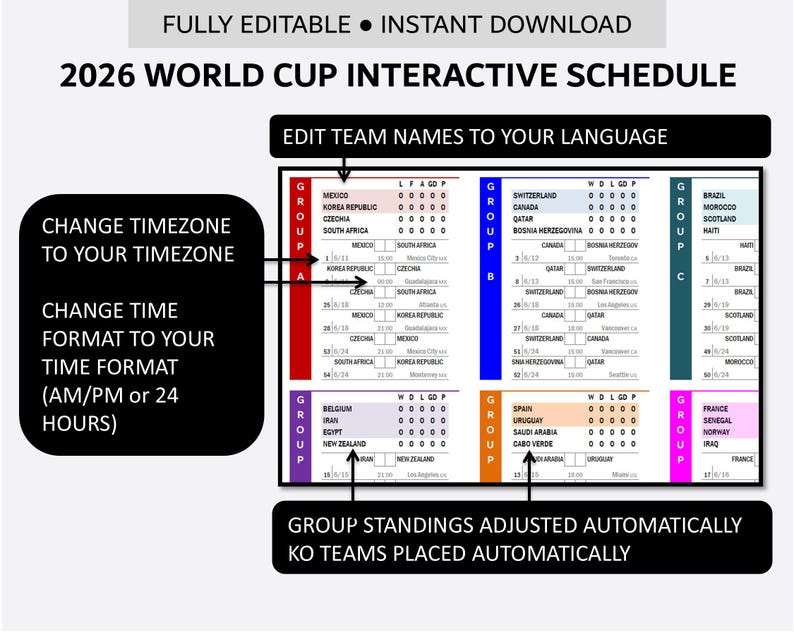 World Cup 2026 Interactive Wall Chart Schedule With Scoresheet ...