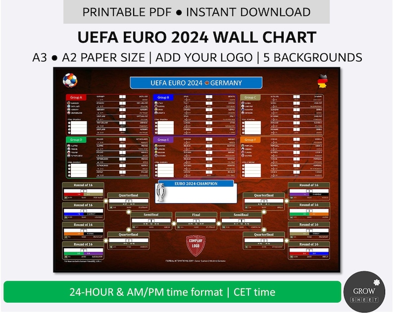 Euro 2024 Wall Chart Printable Euro 2024 Football Tournament Poster Add ...