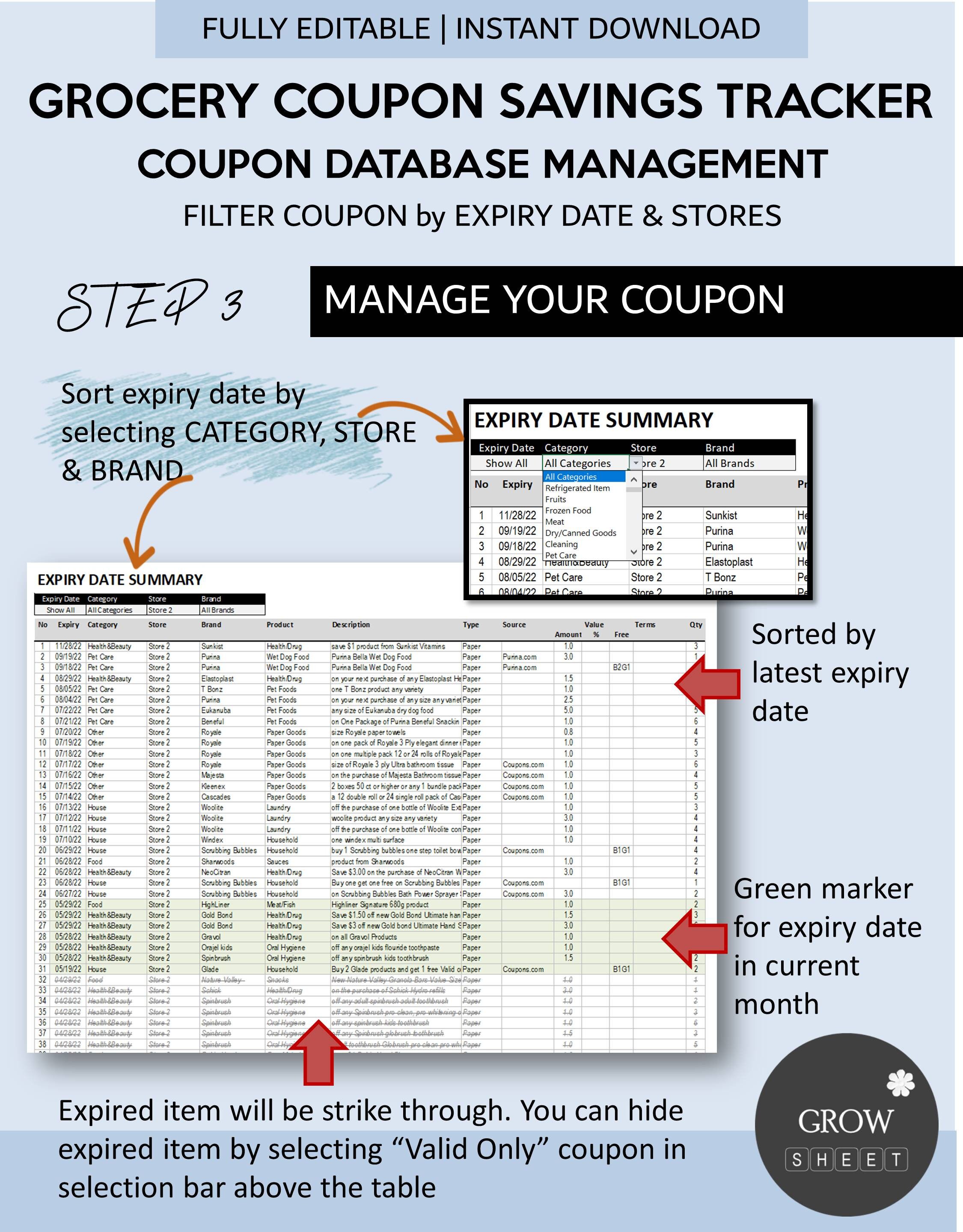 Grocery Coupon Savings Tracker | Shopping Coupon-rebate Database ...
