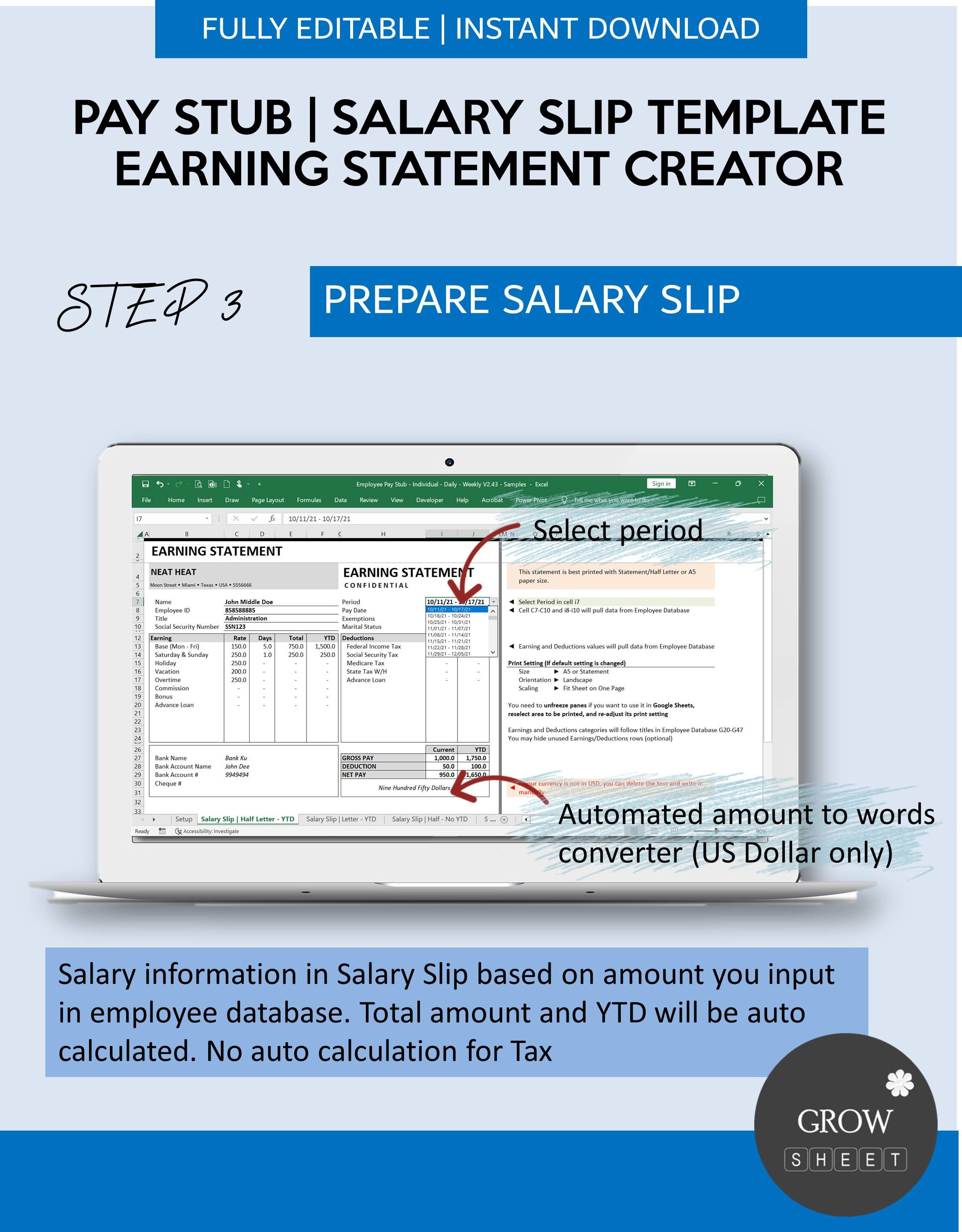Salary Slip Generator | Pay Slip Creator With Daily Employee Database ...