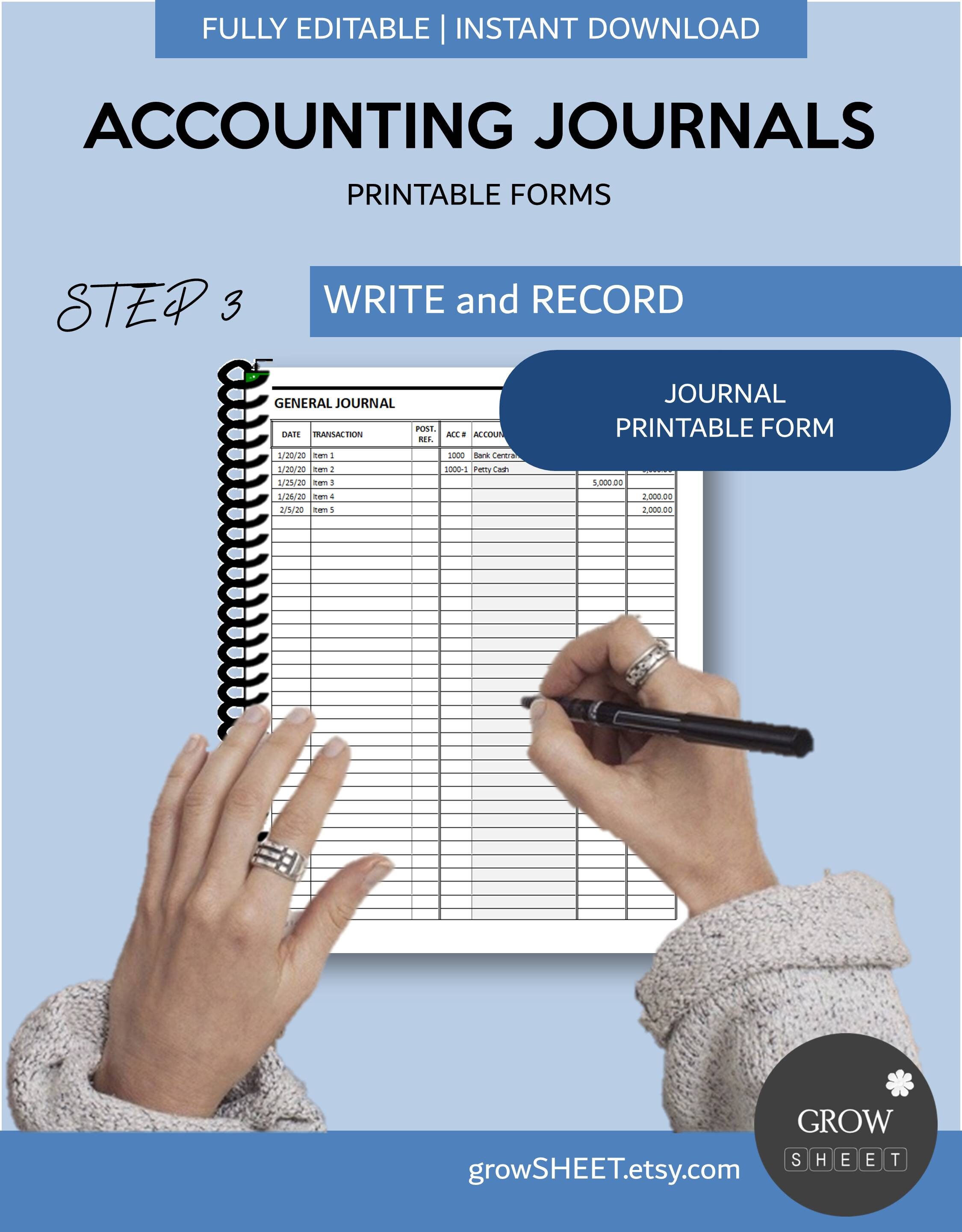 Printable Accounting Journal Forms Accounting Journal Excel Etsy Printable Accounting Journal Forms Accounting Journal Excel Etsy