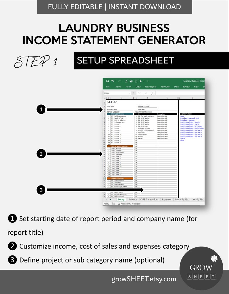 Laundry Business Income Statement Generator | Automated Profit & Loss ...