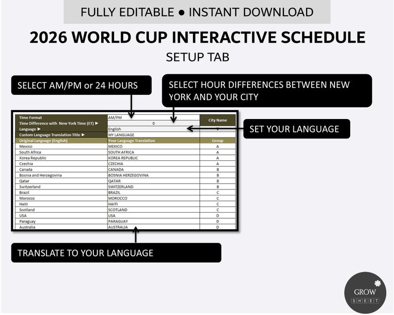 World Cup 2026 Interactive Wall Chart Schedule With Scoresheet ...